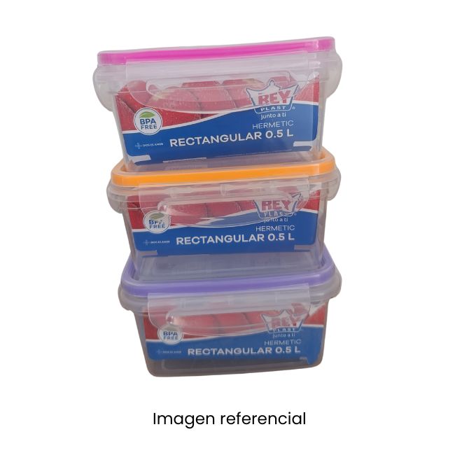 REY TAPER HERMETICO RECTANGULAR 0.5LT | Utilero Perú