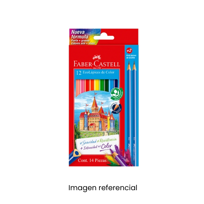 FABER CASTELL COLORES X 12 LARGO + 2 LAPIZ - NUEVA FORMULA | Utilero Perú